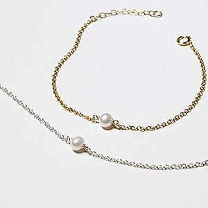 Gold Bracelet For Women – 14K Gold Filled or Sterling 925 Silver, Dainty Modern Minimal Chain Jewelry For Layering, 6.5”-8” Adjustable, Made in USA (Single Pear (925 Sterling Silver))