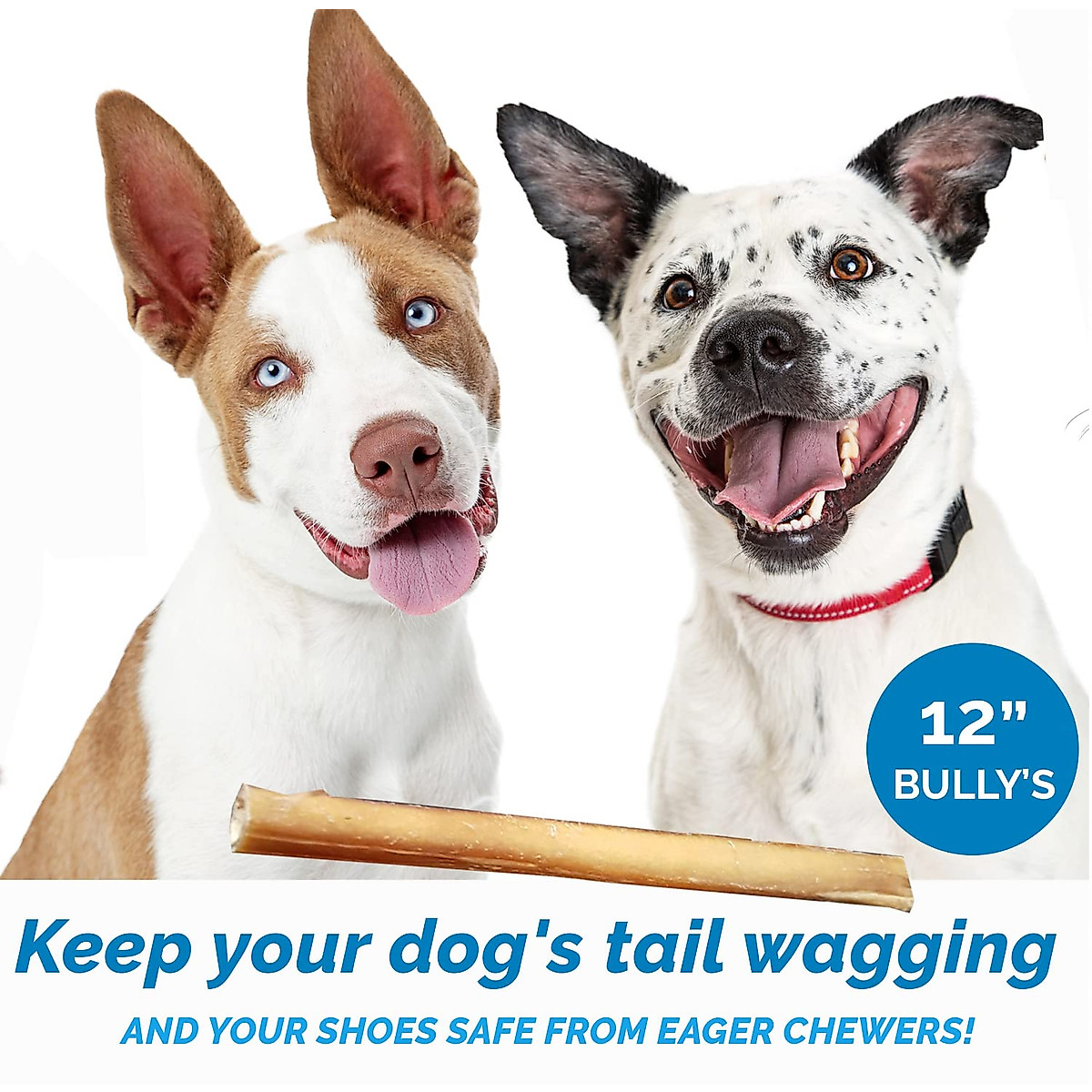 123 Treats 12-Inch Bully Sticks for Dogs (1 Pound Bag) – 100% Natural Grass-Fed Bulk Chews for Dogs & Puppies, Free-Range, Long Lasting Premium Beef Chews | Fully Digestible Dental Treats