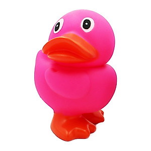 The Dreidel Company Jumbo Rubber Duck Toy with Flippers, Squeeze to Squeak N' Quack, Giant Rubber Duckies for Kids, Bath, Baby Shower, Birthday, Pool Activity,6.5" Tall (2-Pack Assorted)