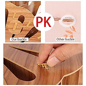 File Folder Holder Wood Organizer 5 Compartment, File Sorter Wood Buckle Design Desktop Fan-Shaped Mail Letter Document Magazine File Assembly Divider DIY Office Tabletop Storage Box (Brown)