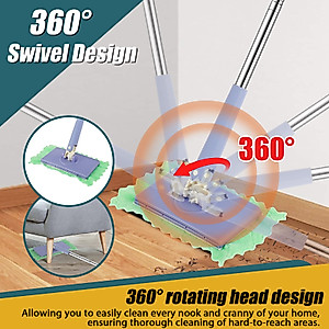 360°Rotating Microfiber Dust Mop Auto Cloth Changing Mini Mop with Face Towels Multifunctional Flat Floor Mop for Kitchen Home