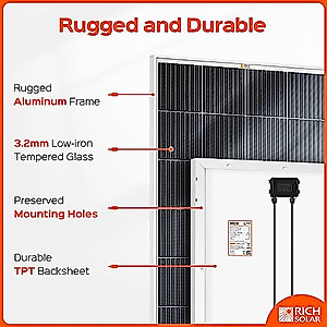 RICH SOLAR 800 Watt 12V Solar kit Contains 4 high Efficiency 200W Monocrystalline Panels with 9 busbars and Our 60A MPPT Controller