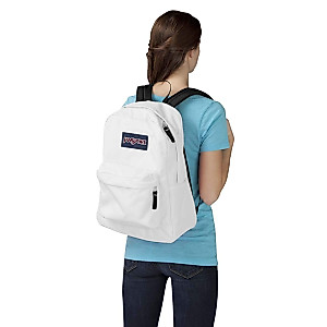JanSport SuperBreak Backpack - School, Travel, or Work Bookbag with Water Bottle Pocket - White