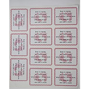 Mini Wine Bottle Stickers - Baby is Coming Labels for Baby Shower (Set of 22) (Pink)
