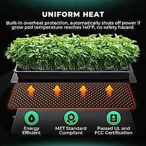 MARS HYDRO Seedling Heat Mat Waterproof 10''x 20.75'' and Digital Thermostat Comb Set with Propagation Heating Mat Temperature Controller for Indoor Seed Starting