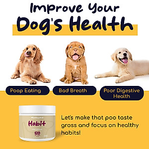 Stop Poop Eating for Dogs 120 Soft Chews - Dog No Scoot Coprophagia Stool Eating Deterrent with Bad Breath Remover and Digestive Enzymes for Gut Health and Nutrient Absorption