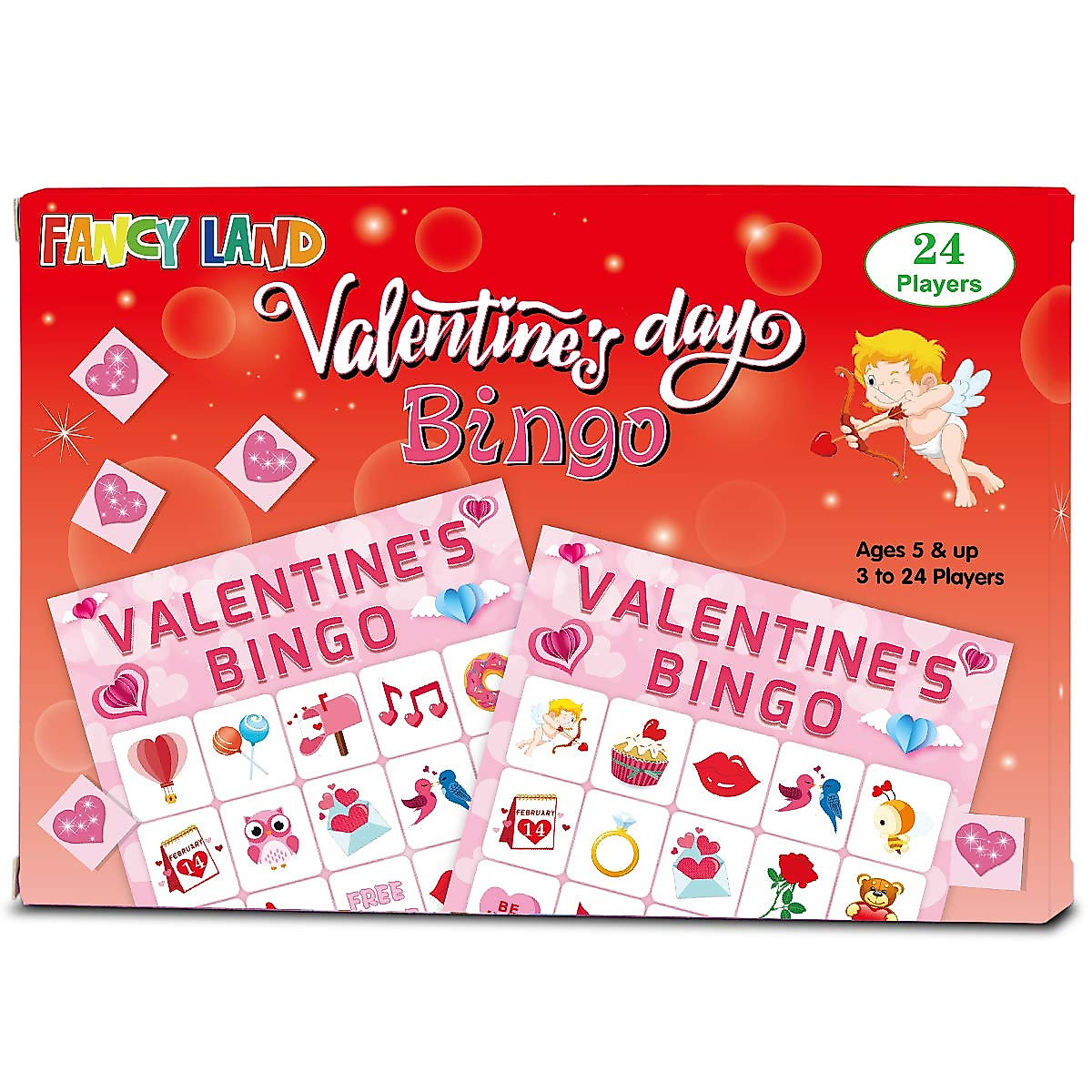 Valentine's Day Bingo Game for Kids 24 Players Valentine Party Game