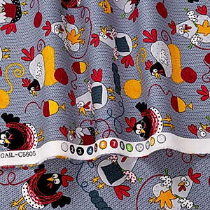Timeless Treasures Knitting Chickens Grey, Fabric by the Yard