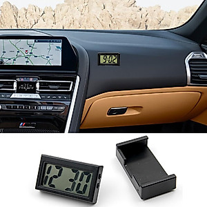 Sodcay 1 PC Mini Car Clock, Car Dashboard Digital Clock, with Clear LCD Screen Stand Case Function, Self-Adhesive Digital Clock, for Car Truck Dashboard (Black)