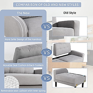 Vongrasig 73" Small Modern Loveseat Sofa Couch, Mid-Century Fabric Low Back 2-Seat Sofa Couch Tufted Love Seat for Living Room, Bedroom, Office, Apartment, Dorm, Studio and Small Space (Light Grey)