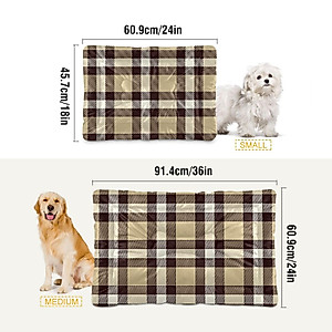Coikll Lattice Stripe Pet Bed Pad Soft Dog Bed Mat with Anti-Slip Bottom, Machine Washable Crate Pad Mattress for Dog Sleeping- 24 * 18inches