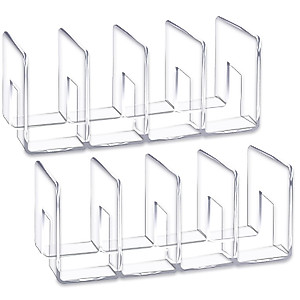 LUGUNU Clear Acrylic Desk File Sorter Purse/Handbag Organizer Clutch Divider Mesh Folder Office Supplies Stand Bookshelf (3 Sections) (2Pack-4Sections)