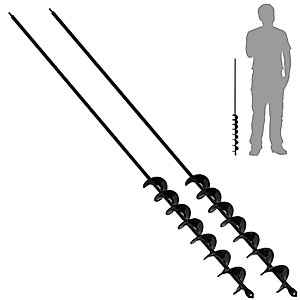 2 PCS Extended Length 2"x32"Garden Auger Drill Bit, Spiral Drill for Planting Bulbs and Potted Plants & No Need to Squat Down, Plant Bit with 3/8"Hex Drive Drill