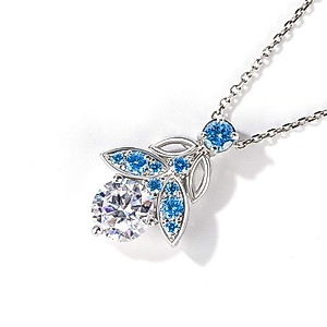 Jeulia Butterfly Round Cut Sterling Silver Necklace Gift for Women Love Party Jewelry Valentine's Day Engagement Gift With Jewelry Box