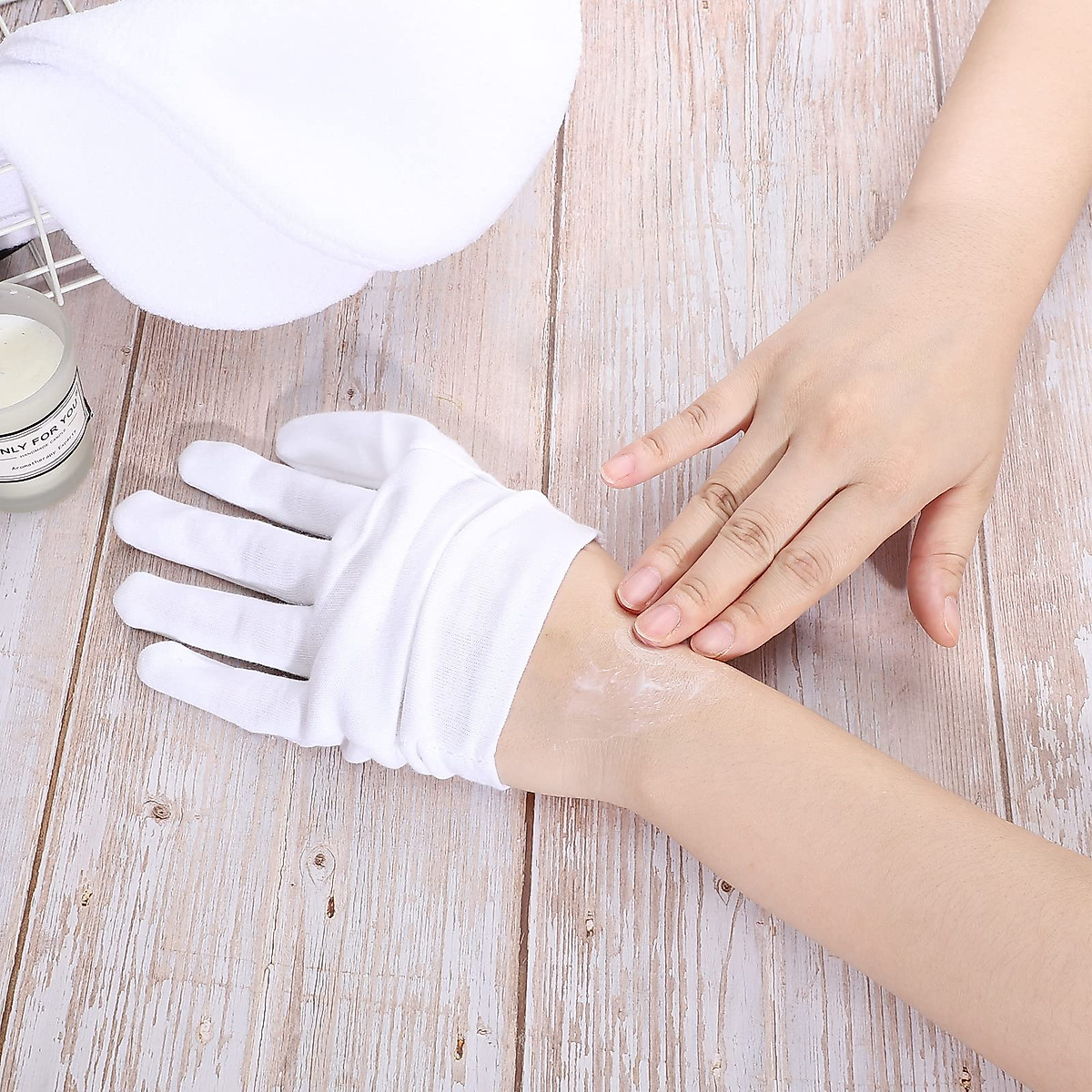 ENPOINT 5 Pairs Archival Photo Gloves, White Medium Work Gloves For Handling Art Working Photography Men & Womens Cloth Gloves Liners Bulk for Handling Jewelry, Film, Photo, Coin Metal Inspection