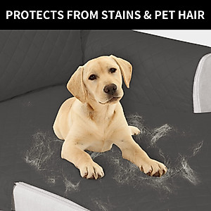 Easy-Going Reversible Chaise Lounge Couch Cover Water Resistant Sofa Cover Sectional L Shaped Sofa Slipcover with Adjustable Straps Furniture Protector for Dogs (115X34 in, Dark Gray/Dark Gray)