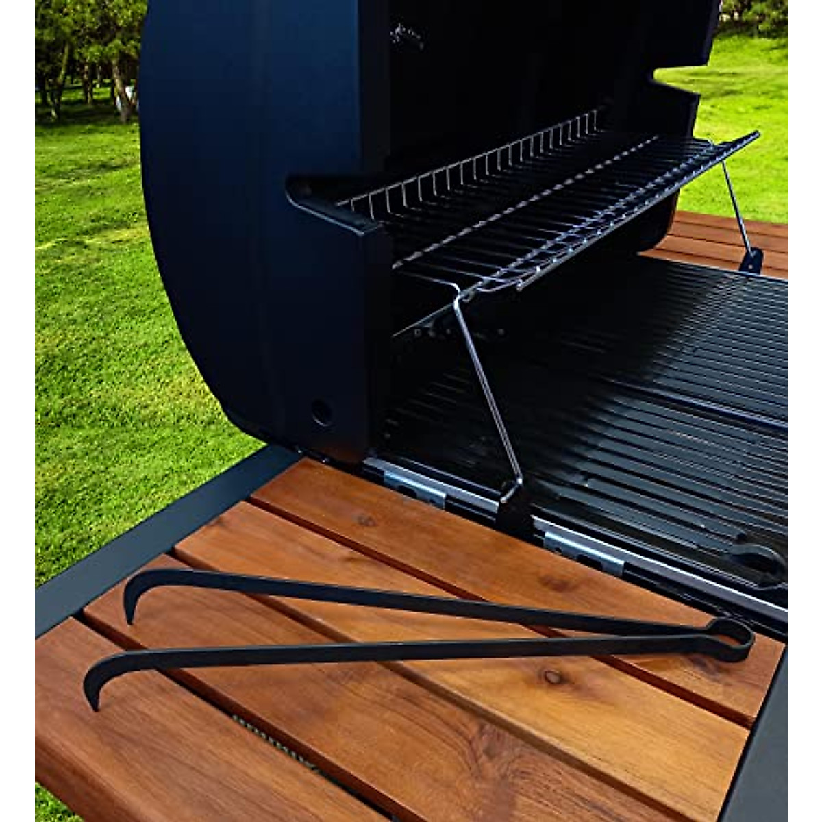 Charcoal Tongs, BBQ Charcoal Tongs, 15.75 Inch, Charcoal Tongs For Grill, Heavy Duty, Charcoal Cherry Picker Tool, Charcoal Grill Rake, Charcoal Grill Poker, Fire Tongs, Camping Fire Poker,Grill Tongs