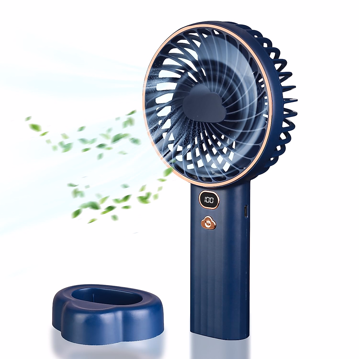 Coastacloud Portable Handheld Fan, 10000mAh Rechargeable Personal Fan, Mini Desk Fan with 5 Wind Speed, LCD Digital Display, Ultra Quiet, for Indoor, Outdoor, Office - Blue