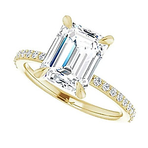 925 Silver, 10K/14K/18K Solid Gold Moissanite Engagement Ring, 2.5 CT Emerald Cut Handmade Solitaire Ring, Diamond Wedding Ring for Women/Her Anniversary Ring, Birthday Rings, VVS1 Colorless Gifts