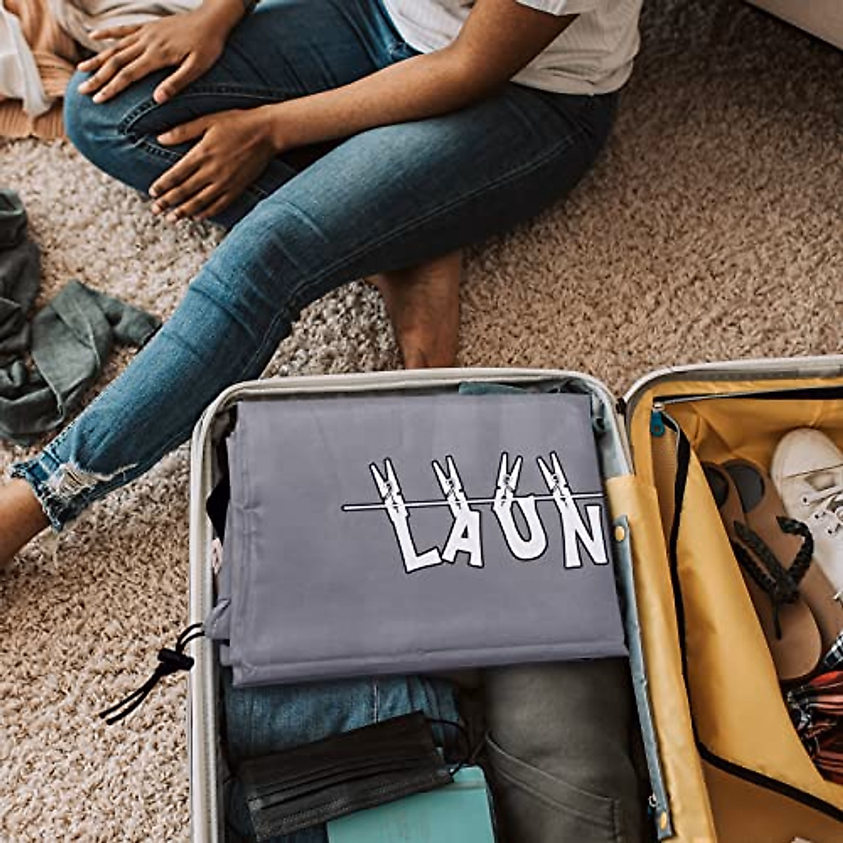 Large Laundry Bag with Strap, Laundry Bags Extra Large Heavy Duty, College Laundry Bag, Travel Laundry Bags for Dirty Clothes, Dirty Laundry Travel Bag, Easy Fit a Laundry Hamper or Basket…