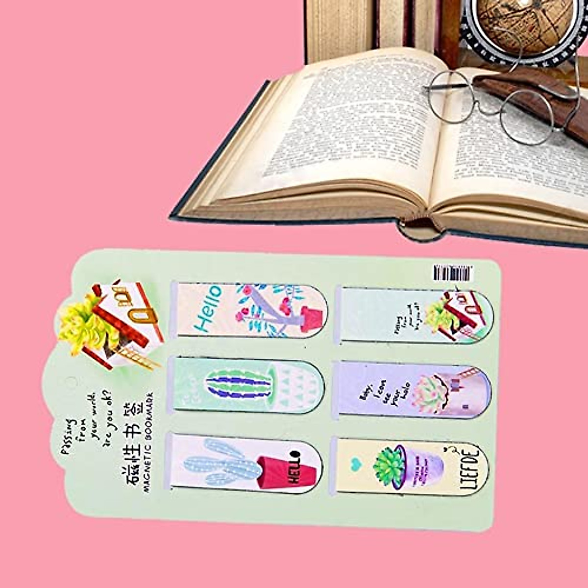 Tsugar 6pcs /Set Freshing Green Plants Succulent Cactus Magnetic Books of Supply Office School Page Marker Stationery Bookmarks
