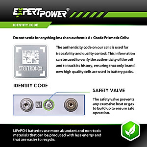 ExpertPower 4 Pack 3.2V 100Ah LiFePO4 Lithium Prismatic Battery Cell | A Grade 2500-7000 Life Cycles & 10-Year LifeSpan | Deep Cycle Rechargeable