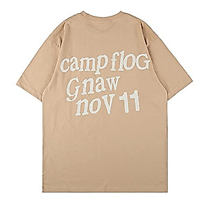 Men Lucky Me I See Ghosts Trendy Hip Hop Heavyweight Tshirts Letter Shirt Khaki