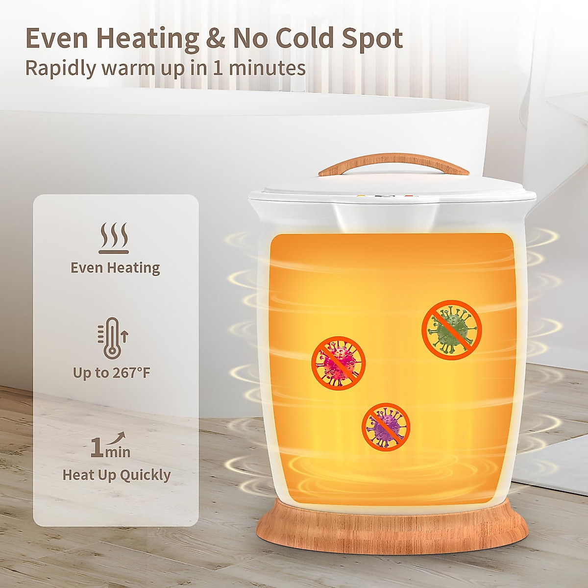 COLIBEN Towel Warmer, Towel Warmer for Bathroom with Aromatherapy, 1 Hour Auto Shut Off, Even Heating, Towel Warmer Bucket Heater Fit Up to Two 40"X70" Oversized Bath Towels, Bathrobes, PJ's, Blanket