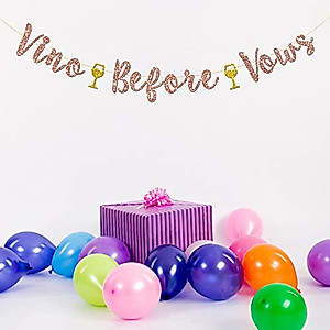 Talorine Vino Before Vows Banner, Bridal Shower, Engagement, Bride to Be, Wedding Party Decorations (Rose Gold Glitter)