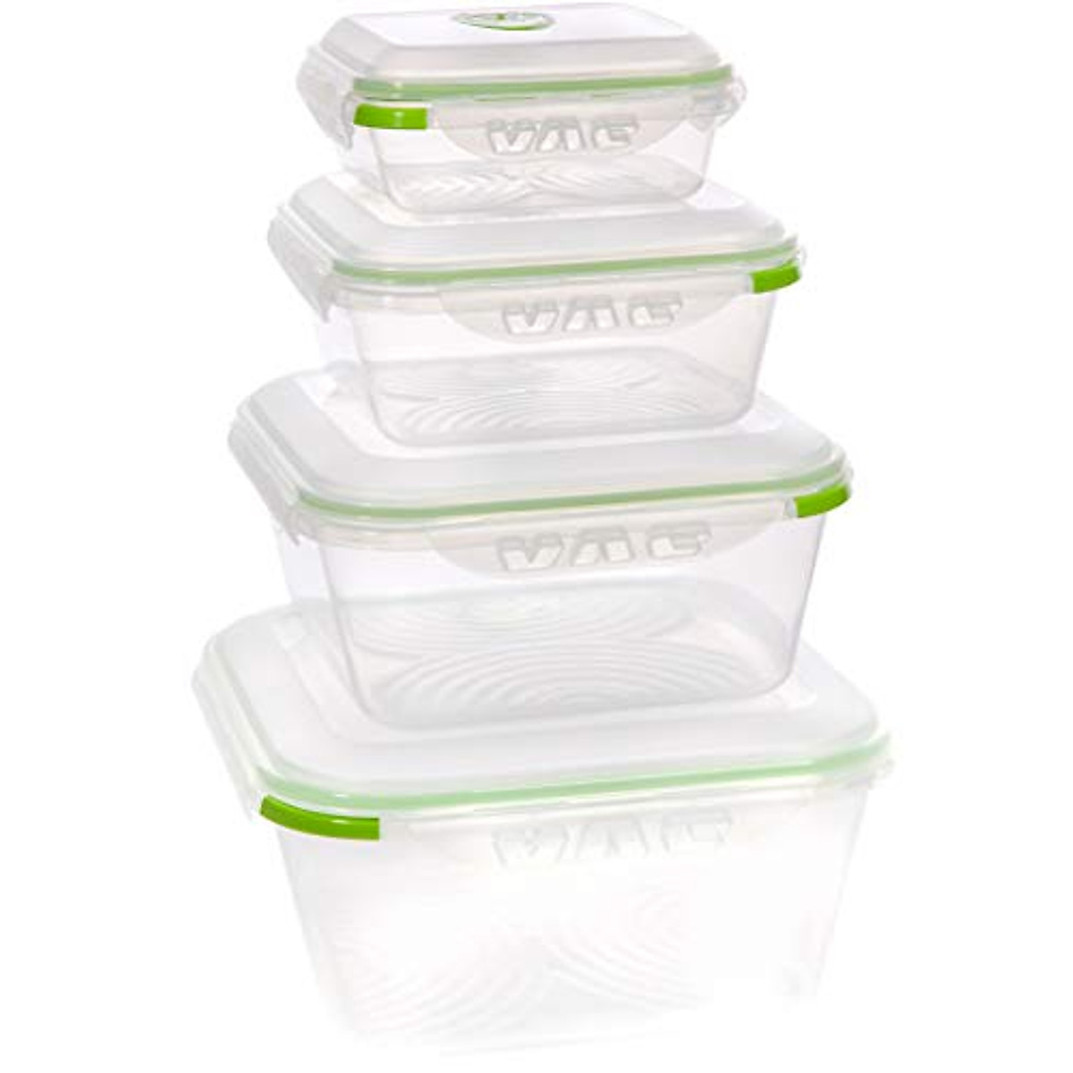 Ozeri INSTAVAC Green Earth Food Storage Container Set, BPA-Free 8-Piece Nesting Set with Vacuum Seal and Locking Lids