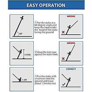 Sahara Sailor Tent Stakes, 8PCS Metal Camping Stakes Heavy Duty Tent Stakes with Hammer and Storage Bag, Unbreakable and Inflexible Tent Pegs for Camping, Hiking, Backpacking, Gardening