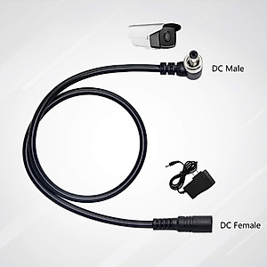 SinLoon 2 Pack DC Extension Cable 90 Degree DC Power Adapter Plug 5.5mm x 2.1mm Male to Female Extension Wire with Lock Nut for DC 12V Power Adapter, CCTV Security Camera (0.5M/1.65FT)