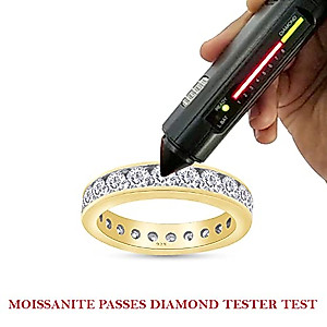 SAVEARTH DIAMONDS 2.00 Carat Round Cut Lab Created Moissanite Diamond Eternity Stackable Wedding Band Ring In 14K Yellow Gold Plated 925 Sterling Silver Jewelry (G-H Color, 2.00 Cttw) Ring Size - 5.5