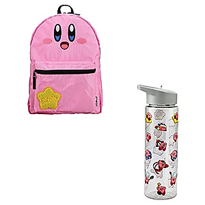 Kirby 16" Reversible Backpack & 24 Oz Single Wall Plastic Water Bottle Combo Set