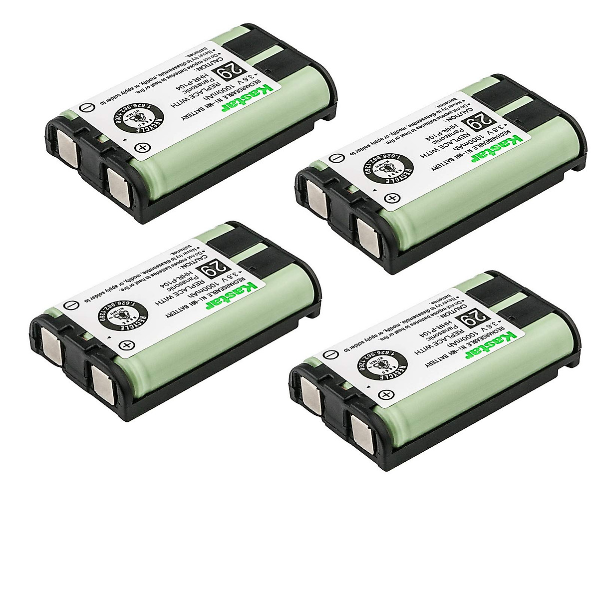 Kastar 4-Pack Type 29 Battery Replacement for Panasonic HHR-P104 HHR-P104A 23968 439024 439025 KX-TG2302 KX-TG230 KX-TG2312 KX-TG2355W KX-TG2356 KX-TG2357 KX-TG2382B KX-TG2386B KX-TG2388B KX-TG2396