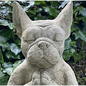 Qistubay French Bulldog Statue, Meditating Sitting French Bull Dog Decoration, Super Cute Yoga Pray Bull Dog Ornament for Garden Lawn Home Decor