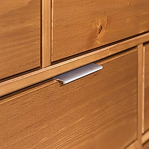 Walker Edison Blythe Mid-Century Modern Tray-Top Solid Wood 9-Drawer Dresser, 60 Inch, Caramel