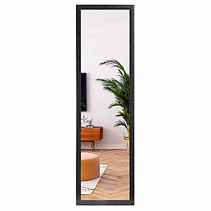 LFT HUIMEI2Y Door Mirror Full Length, Wall-Mounted Mirror Rectangle Tall with Engraving Frame for Bedroom, Living Room, Dressing Room, Black 50" x14"