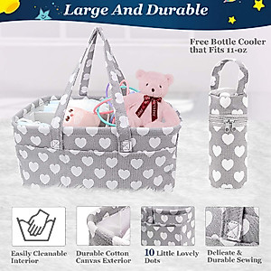 STARDEN Baby Nursery Diaper Caddy Organizer - Baby Shower Gifts Organizer Bins for Changing Table, Diapers Caddy Storage Basket Newborn Registry Gift Car Travel Tote Bag + Baby Bottle Cover