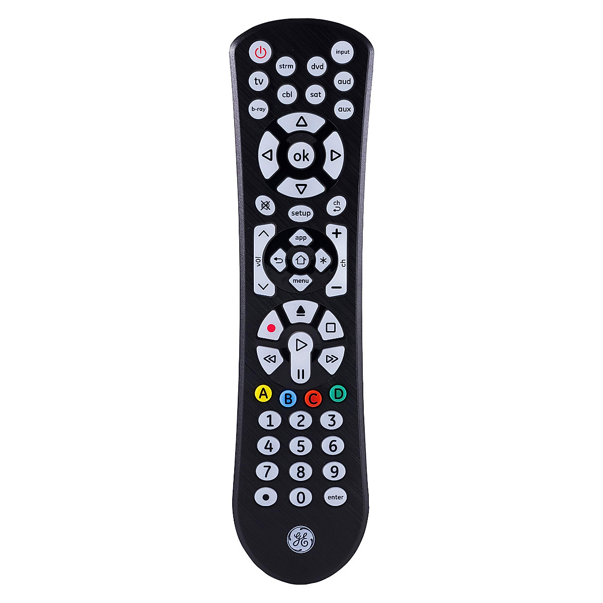GE UltraPro Backlit Universal Remote Control, Samsung TV Remote, Universal TV Remote for Roku TV, Vizio, LG, Sony, Sharp, Apple TV, Smart TVs, Streaming Players, Blu-ray, DVD, 8-Device, Black, 41567