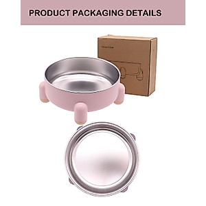 Stainless Steel Cat Bowl, Anti-Slip and Raised Design, Durable HIPS Material, Non-Spill, Dishwasher Safe, Perfect for Cats and Small Dogs, Easy to Clean (Pink, 1 Pcs)