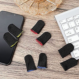 120 Pcs Finger Sleeve for Gaming Anti Sweat Game Controller Finger Thumb Sleeve Breathable Finger Covers Touchscreen Gaming Gloves for Mobile Phone Game, 4 Designs (Colorful)