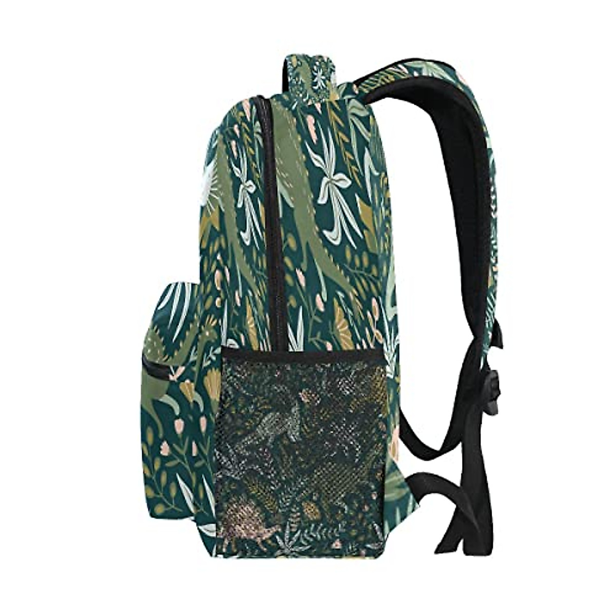 senya School Backpack Dinosaurs and Tropical Leaves Teens Girls Boys Bookbags Travel Schoolbag