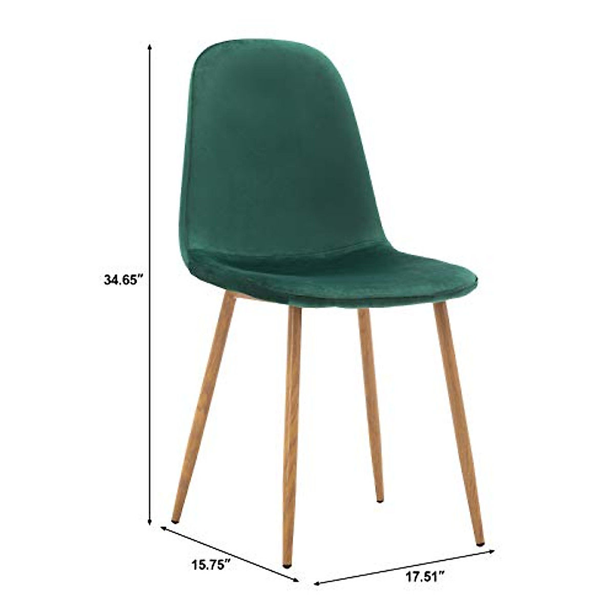 Mid Century Modern Dining Chairs, Flannelette Cover Cushion Seat Chair, Upholstered Short-napped Velvet Side Chair, Accent Chairs with Metal Legs for Kitchen Dining Room Club Guest Set of 4