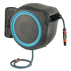Gardena 18620 82 Foot Wall Mounted Retractable Hose Reel, ft, Standard
