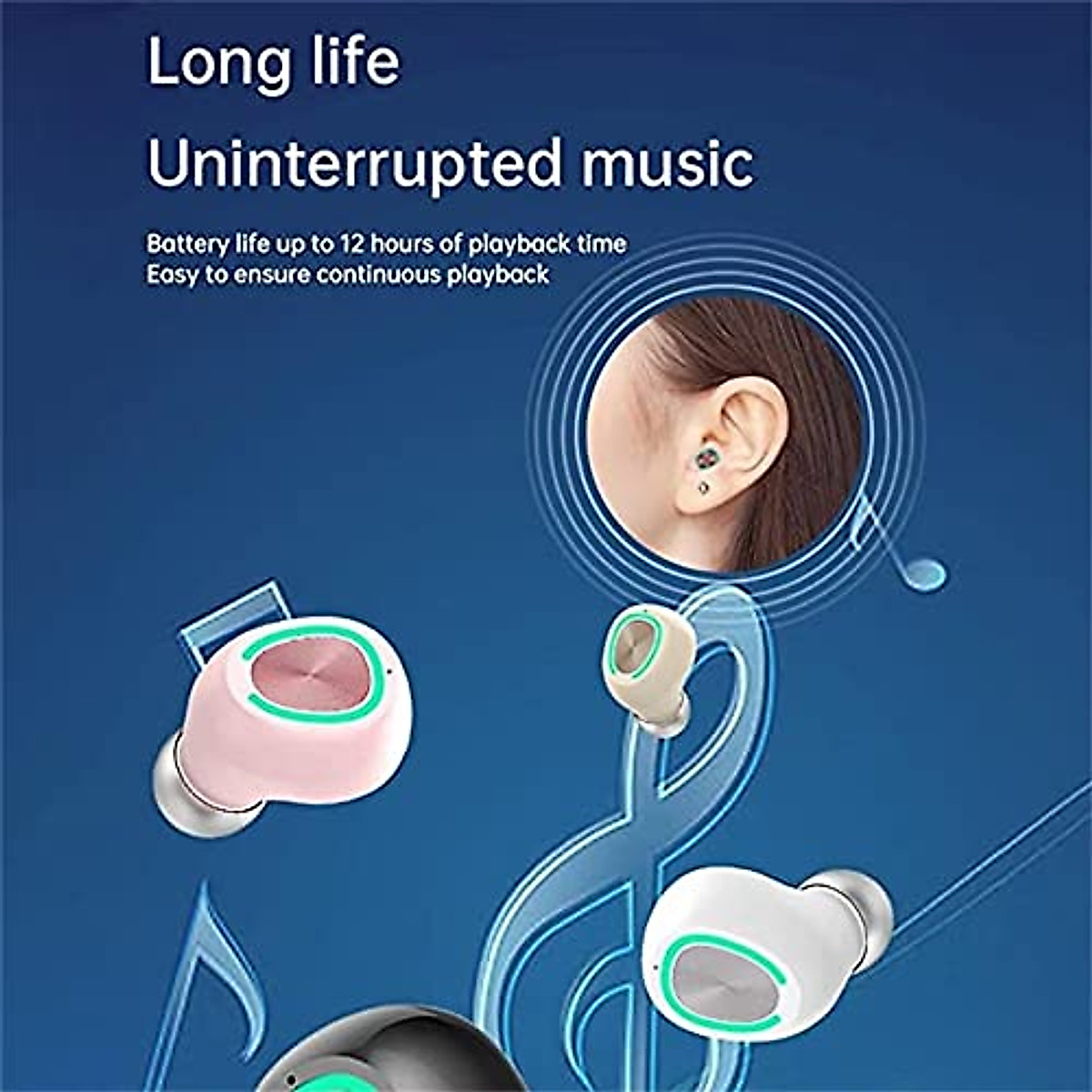 VINAU 1 Pc Wireless Bluetooth 5.3 Earphones Single Ear Stereo Sound in-Ear Earbuds with Mic Mini Handsfree Sport Headphone Compatible iOS & Android