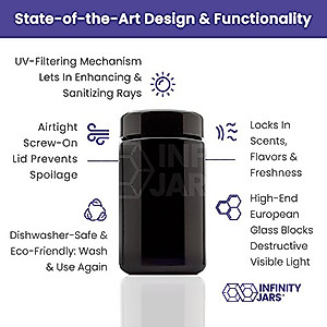 Infinity Jars 200 ml (6.7 fl oz) Tall Black Ultraviolet Glass Screw Top Jar 3-Pack