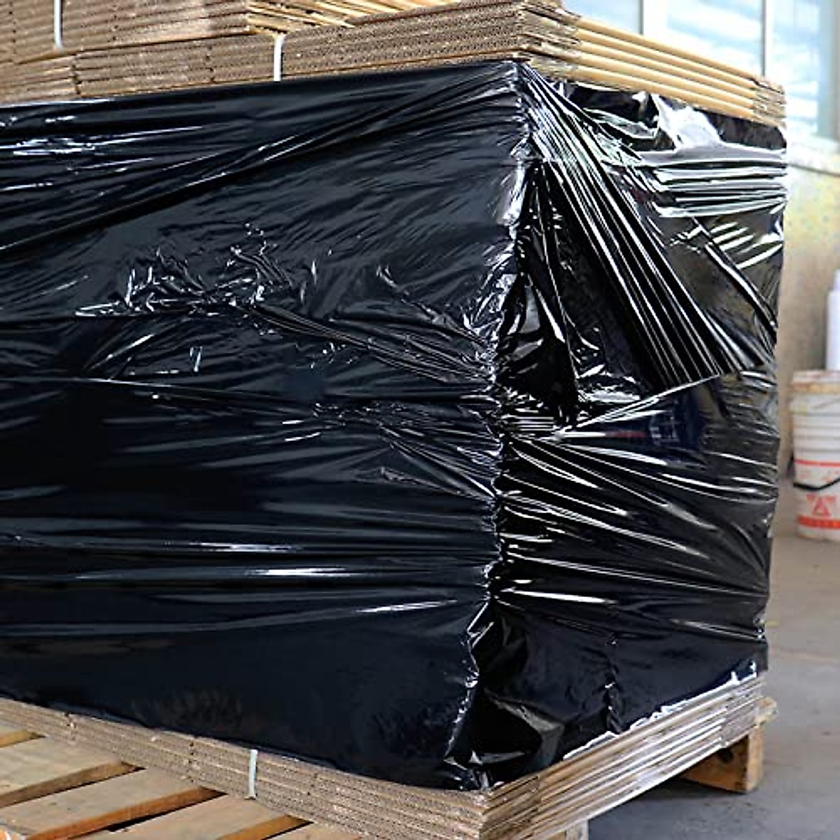 BOMEI PACK Black Stretch Wrap Industrial Strength with Plastic Handle 12" x 1000 Feet 80 Gauge 3-Pack, Black Shrink Wrap, Self-Adhering Black Plastic Wrap for Shipping, Moving