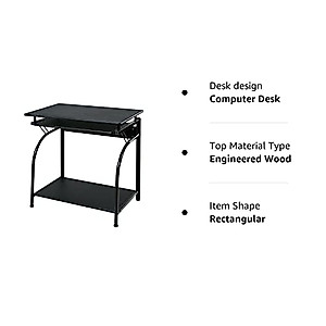 OneSpace Stanton Computer Desk with Pullout Keyboard Tray, Black