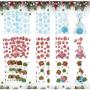 Gift Boutique 600 Small Christmas Treat Bags 3" x 5" with 600 Twist Ties Holiday Plastic Cellophane Bag for Making Your Own Lollipop Cake Pops Candy Lolly Chocolate & Cookies Easy Gift Wrapping Cello